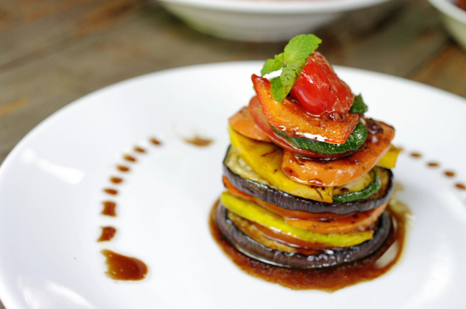 Grilled Vegetable Napoleon with Balsamic Reduction - saucefreaks.com