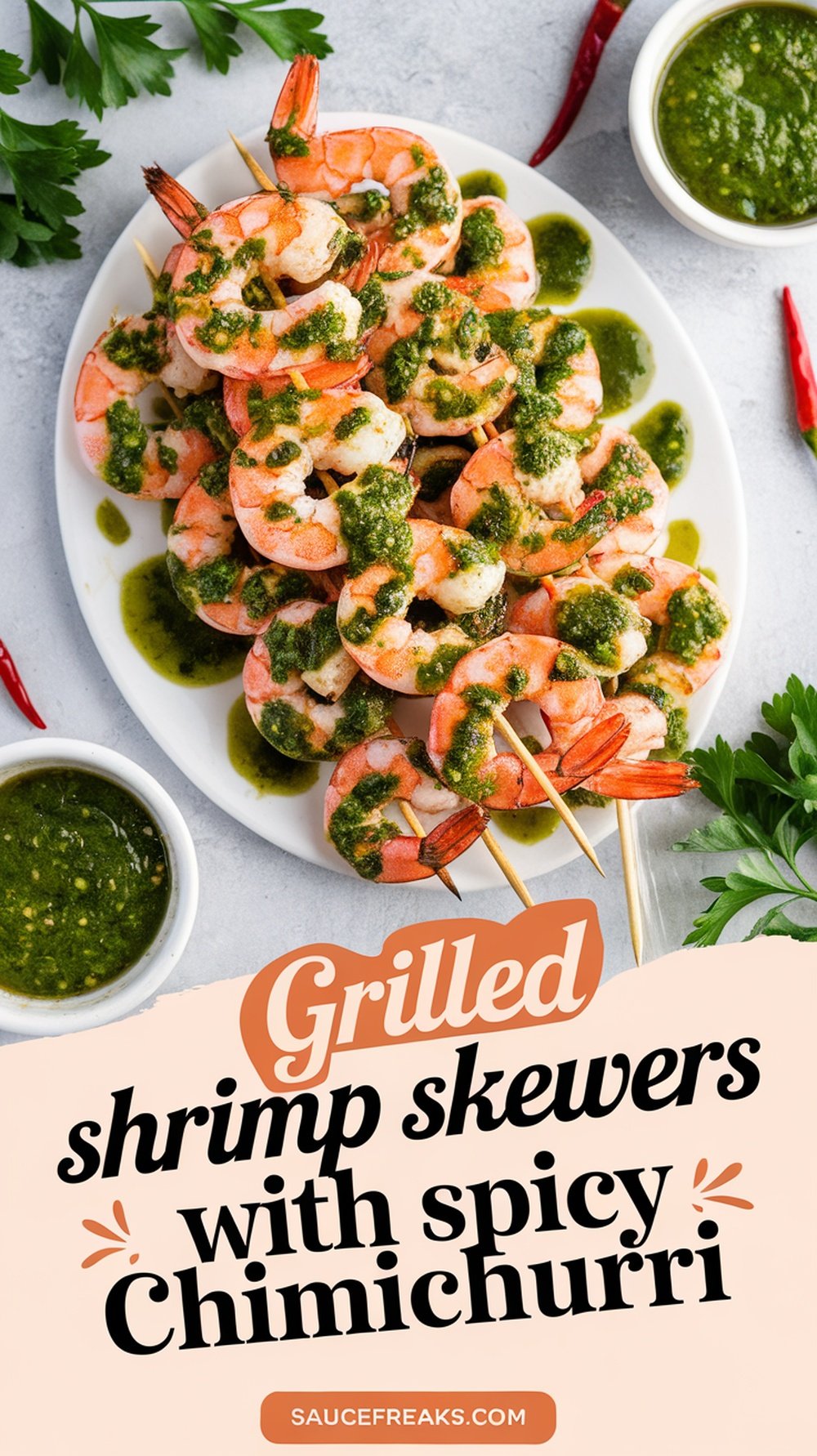 Grilled Shrimp Skewers with Spicy Chimichurri - saucefreaks.com